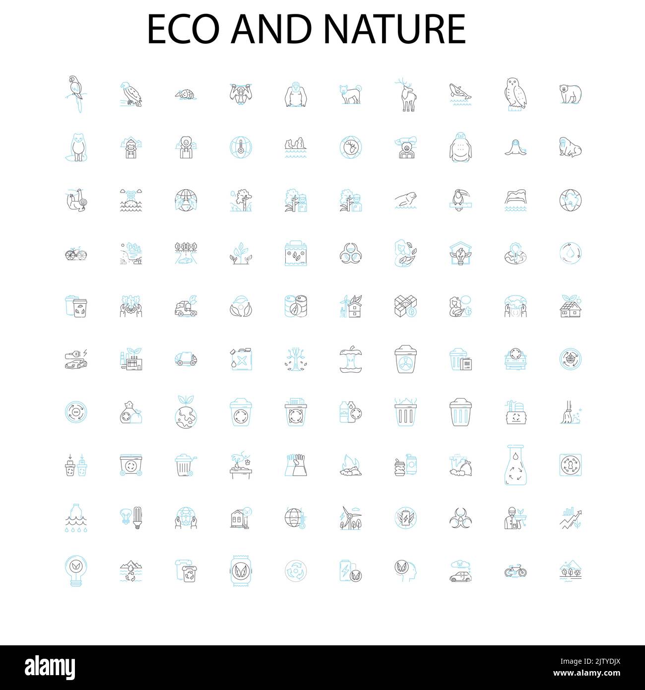 eco and nature icons, signs, outline symbols, concept linear ...