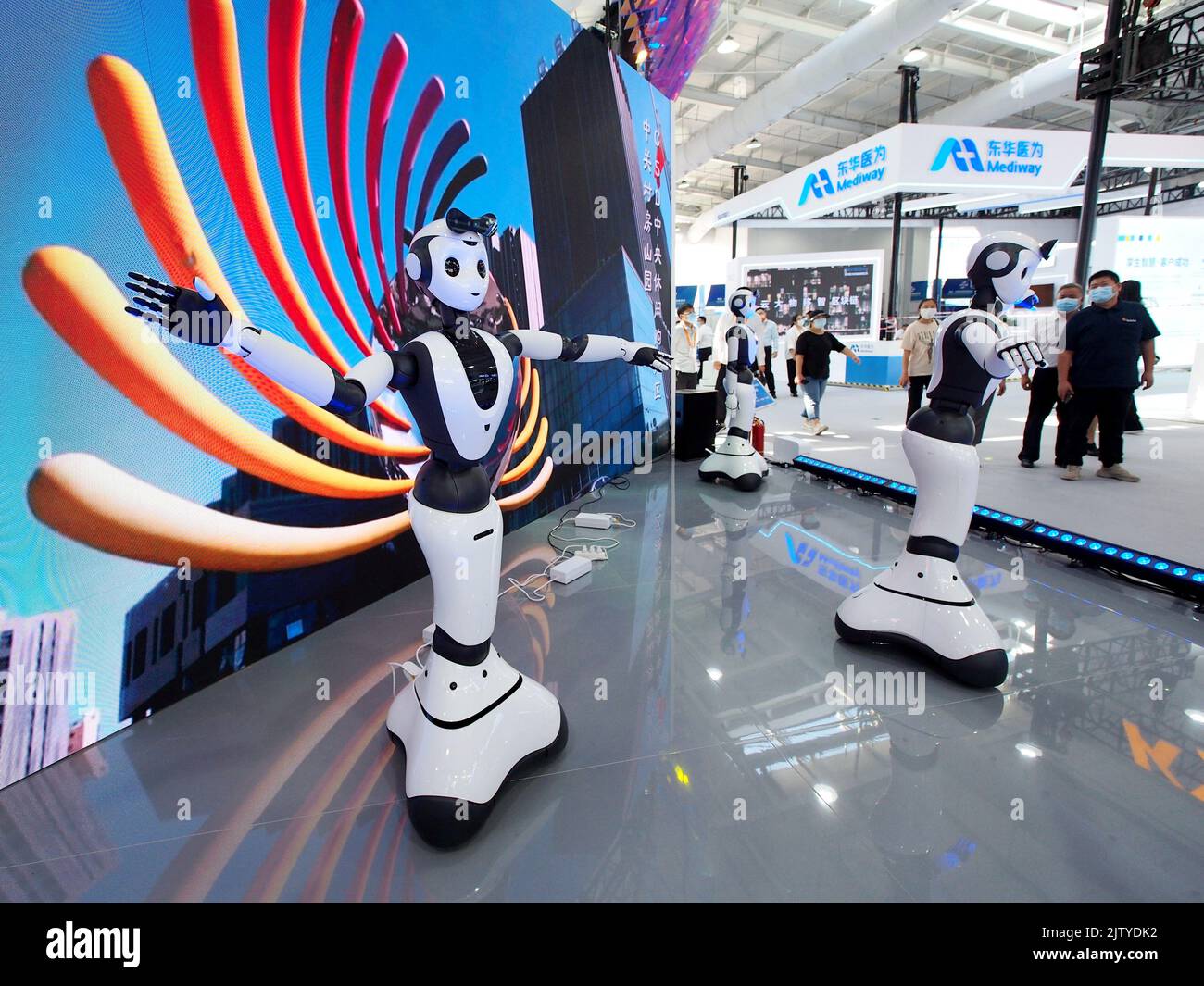 BEIJING, CHINA - SEPTEMBER 2, 2022 - Visitors view a robot group dance ...