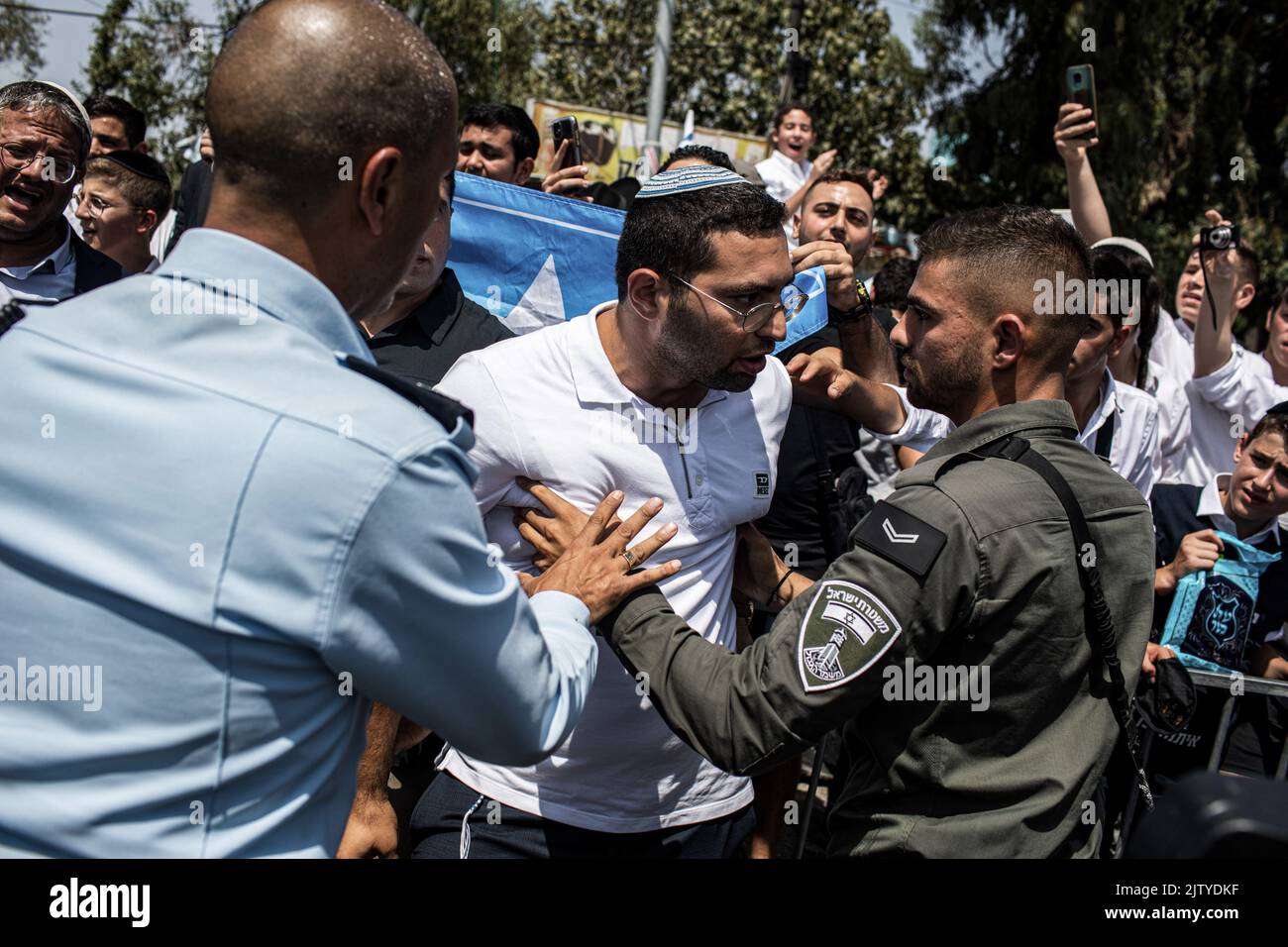 Jerusalem, Israel. 02nd Sep, 2022. An Israeli right-wing activist takes ...