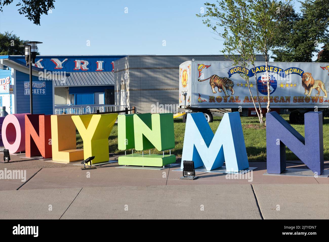 A colorful "Only in MN" sign at the entrance to the Minnesota State ...