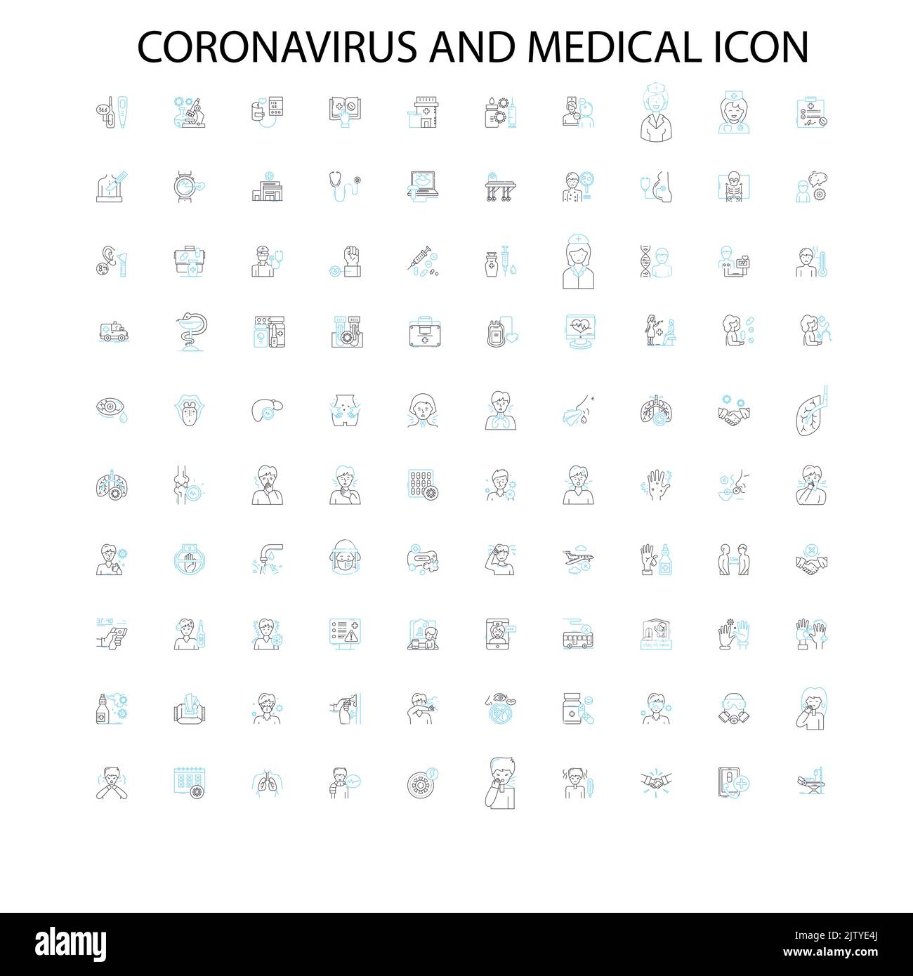 coronavirus and medical icon icons, signs, outline symbols, concept ...