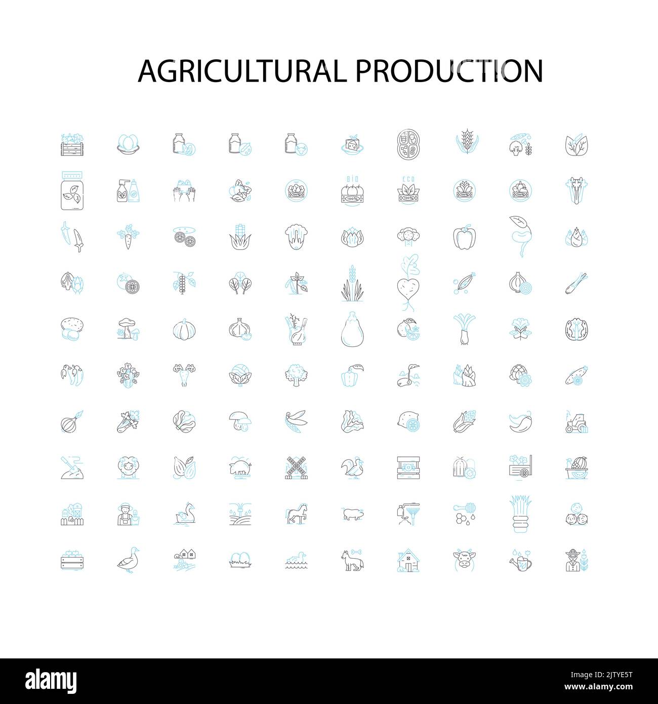 agricultural production icons, signs, outline symbols, concept linear illustration line ...