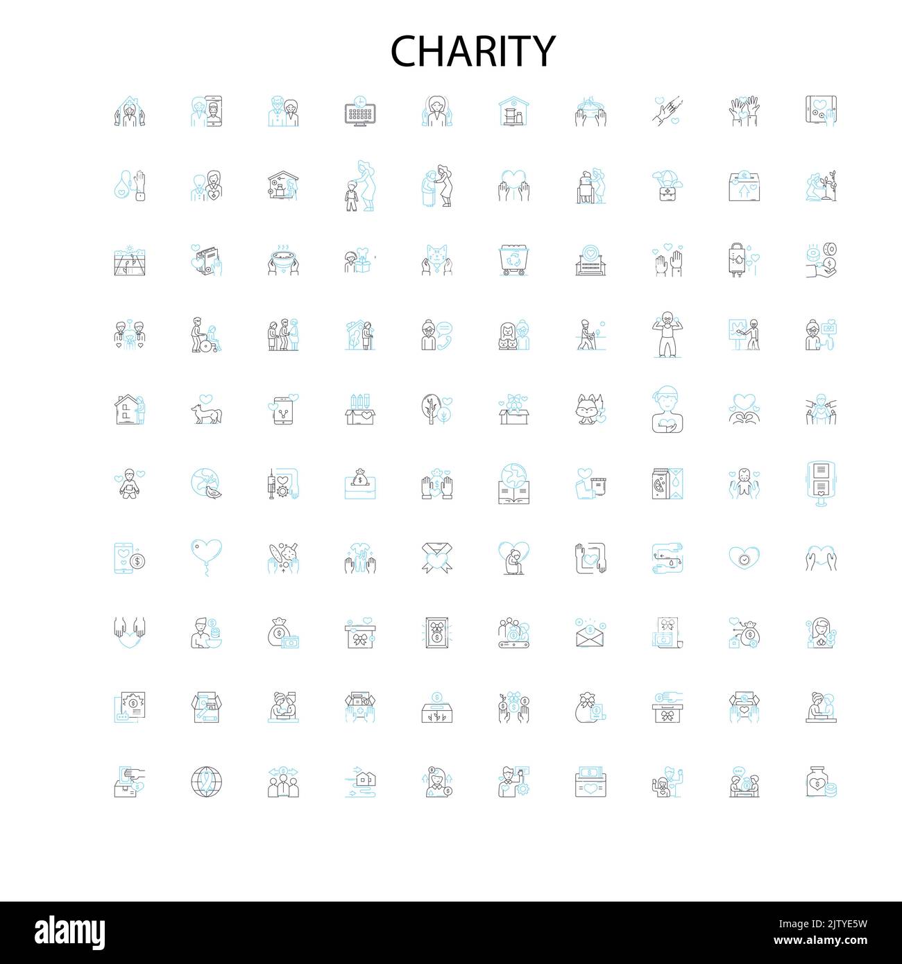charity icons, signs, outline symbols, concept linear illustration line ...