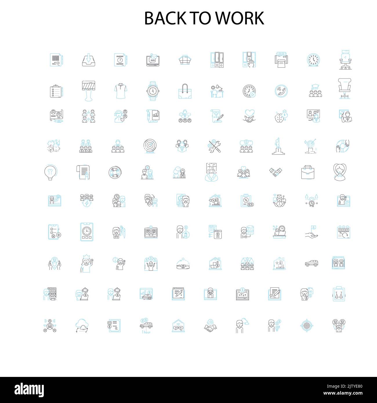 back to work icons, signs, outline symbols, concept linear illustration ...