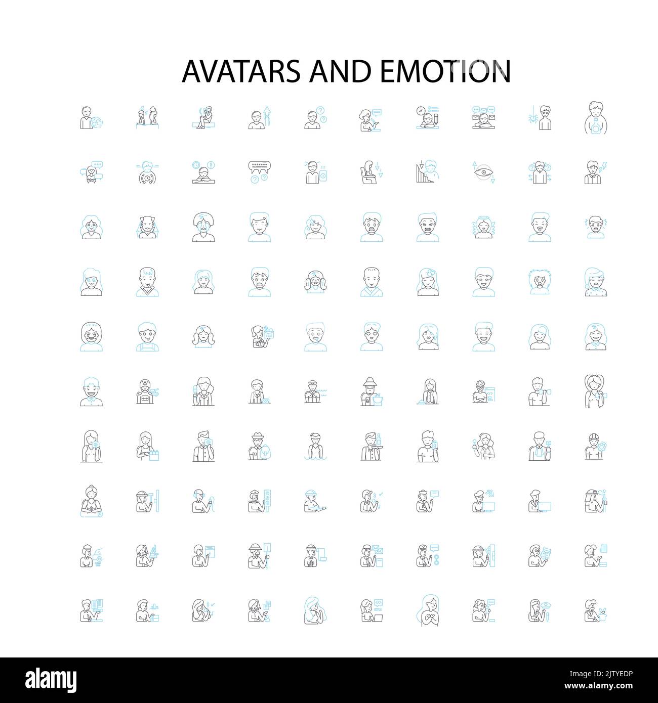 avatars and emotion icons, signs, outline symbols, concept linear ...