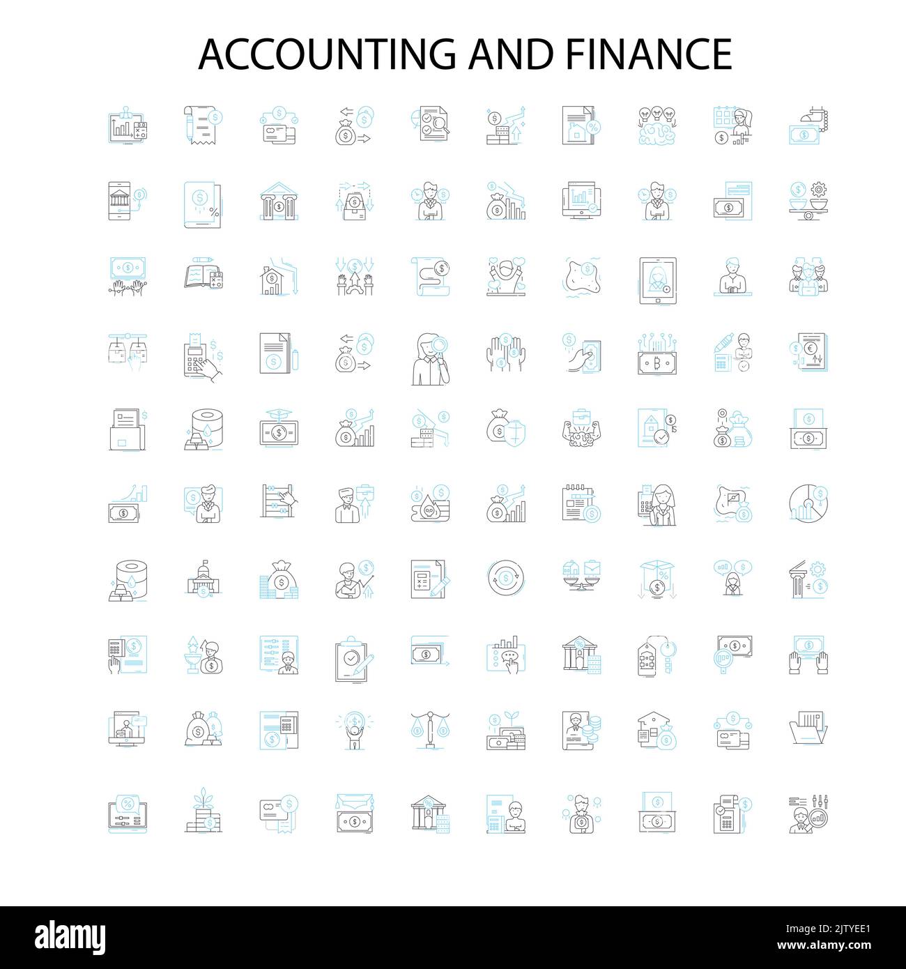 accounting and finance icons, signs, outline symbols, concept linear ...