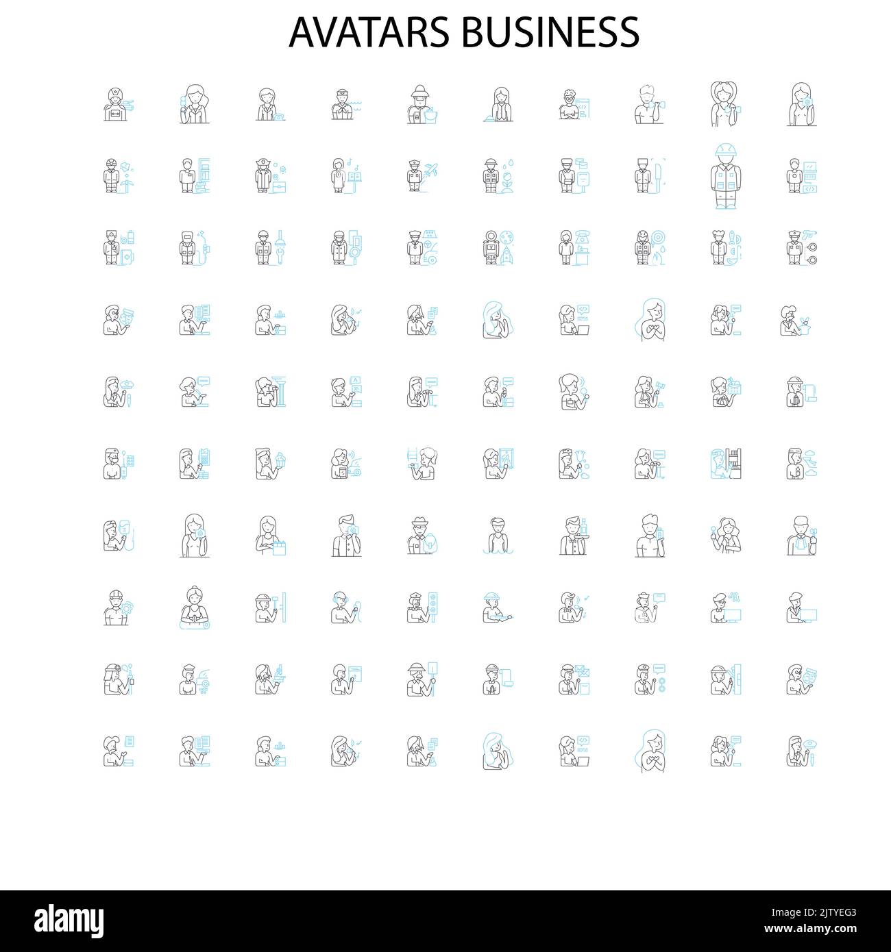 avatars business icons, signs, outline symbols, concept linear ...