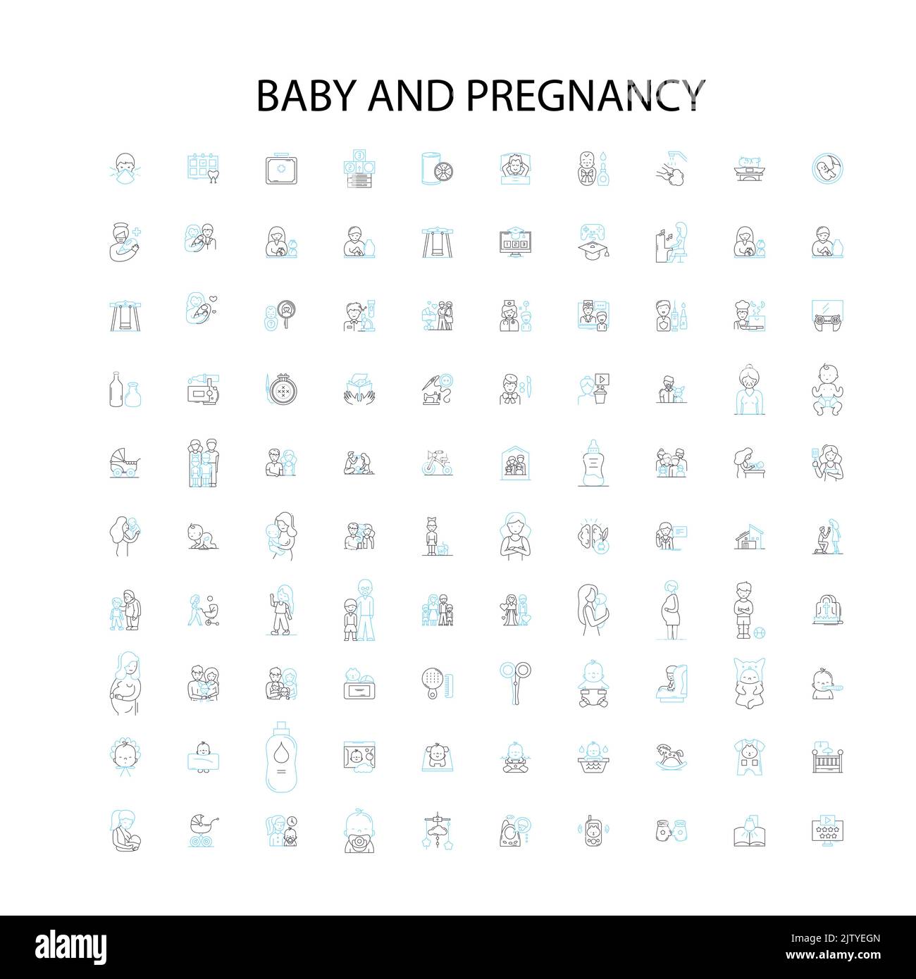 baby and pregnancy icons, signs, outline symbols, concept linear ...