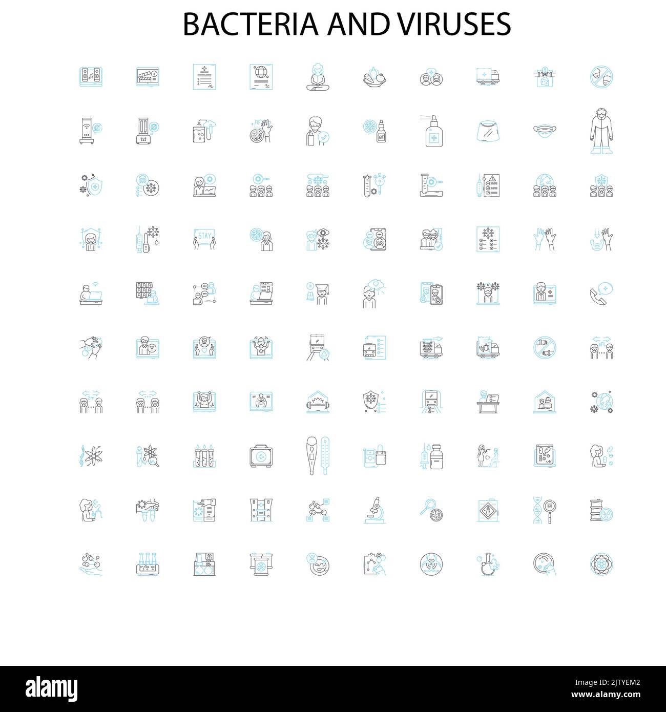 bacteria and viruses icons, signs, outline symbols, concept linear ...