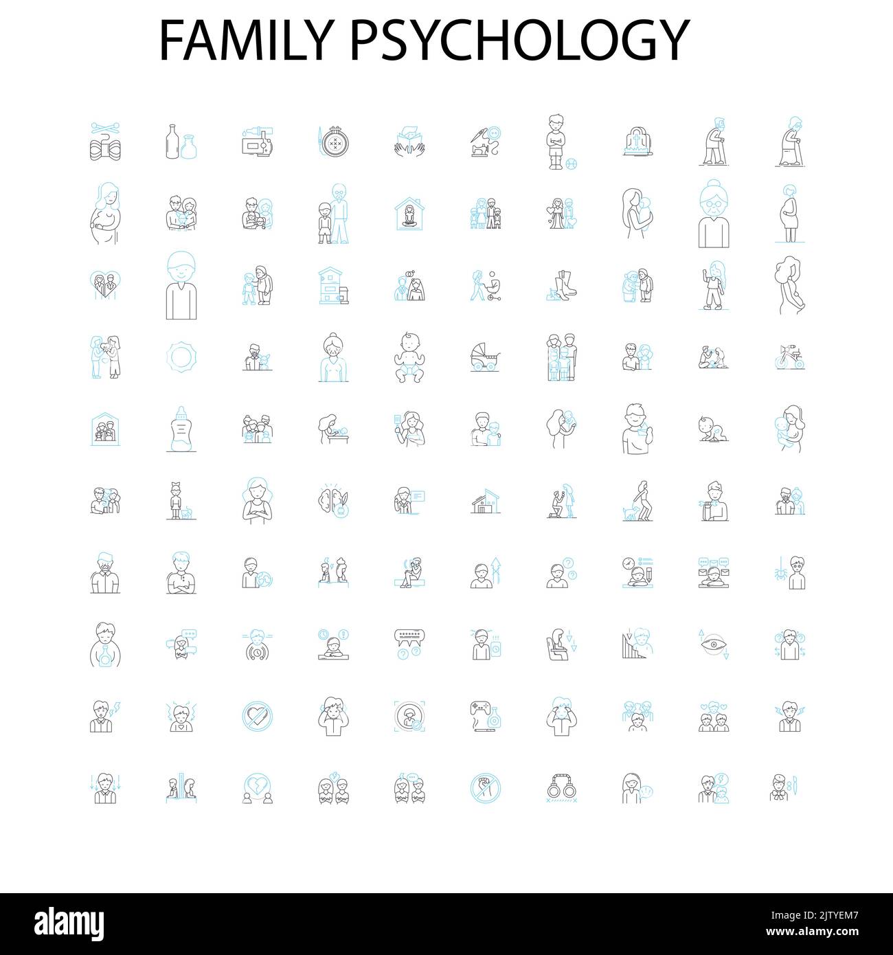 family psychology icons, signs, outline symbols, concept linear ...