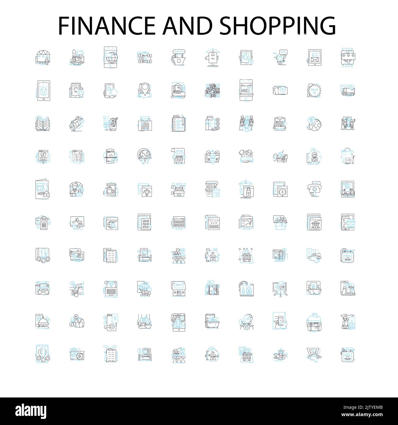 finance and shopping icons, signs, outline symbols, concept linear ...