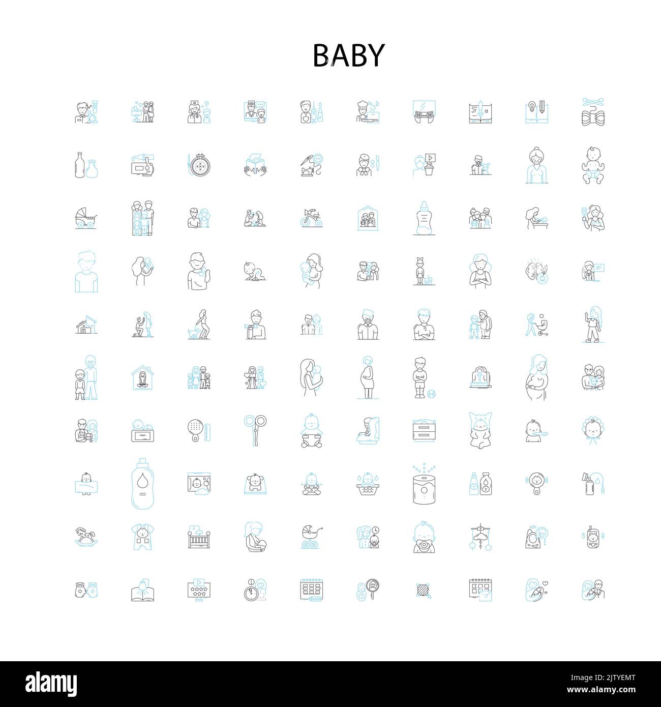 baby icons, signs, outline symbols, concept linear illustration line ...