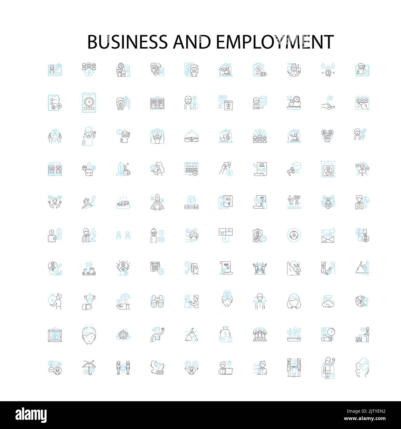 business and employment icons, signs, outline symbols, concept linear ...