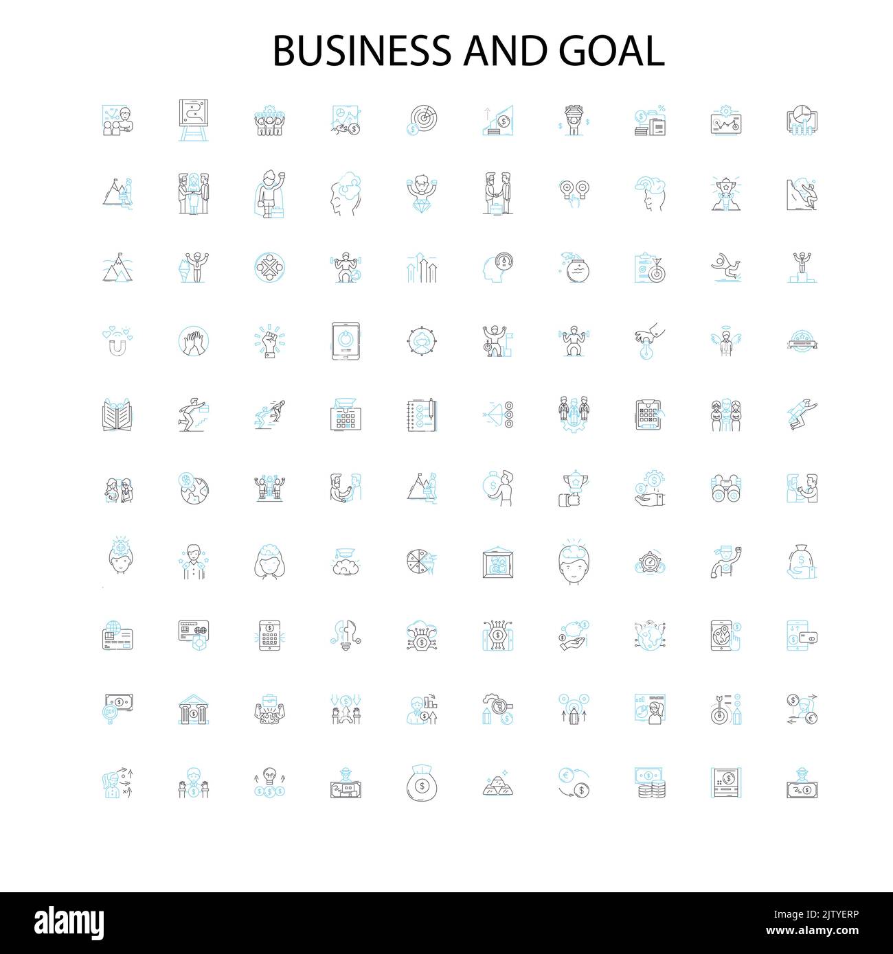 business and goal icons, signs, outline symbols, concept linear ...