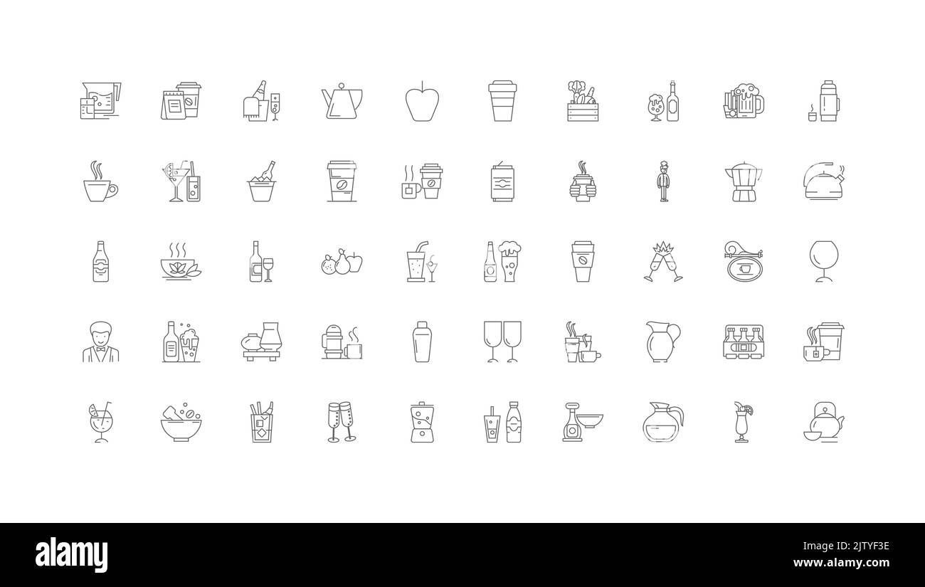 Drinks ideas, linear icons, line signs set, vector collection Stock ... Drinks ideas, linear icons, line signs set, vector collection Stock ...