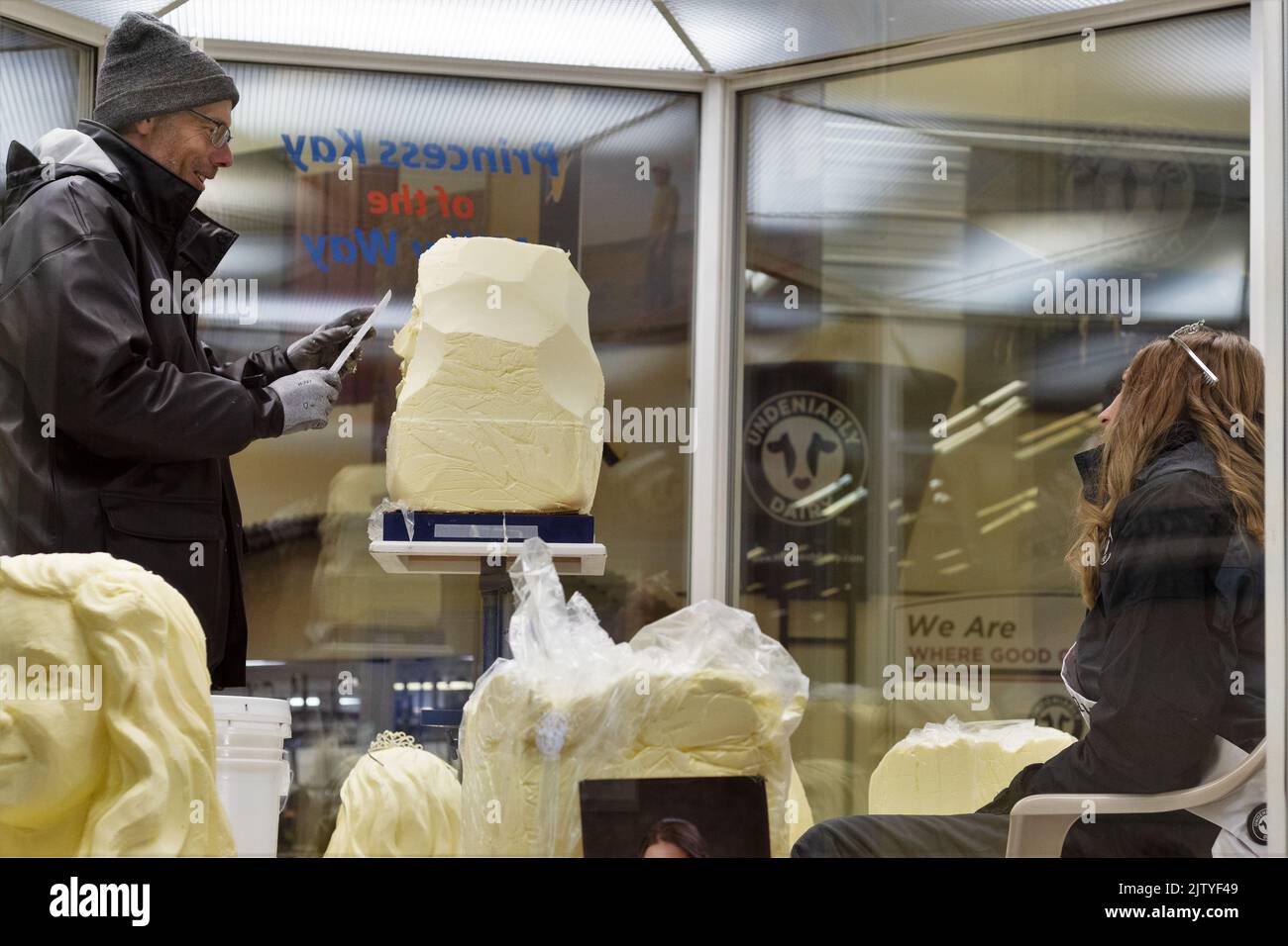 Gerry Kulzer, the new butter sculptor, at work his first year at the ...