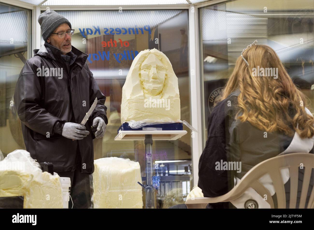 Gerry Kulzer, the new butter sculptor, at work his first year at the ...