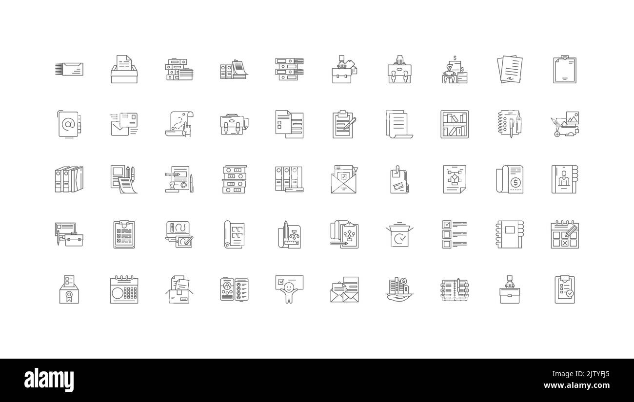 Folders and files ideas, linear icons, line signs set, vector collection Stock Vector Image ...