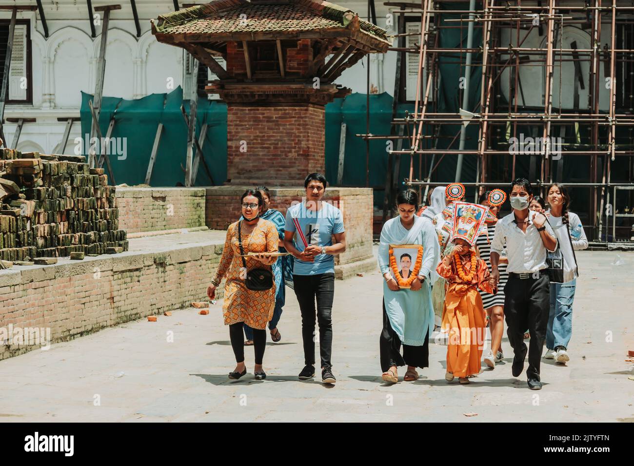 Kathmandu,Nepal - Aug 12,2022: People Celebrating Gaijatra Festival.The ...