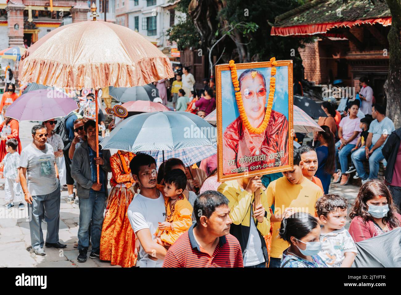 Kathmandu,Nepal - Aug 12,2022: People Celebrating Gaijatra Festival.The ...