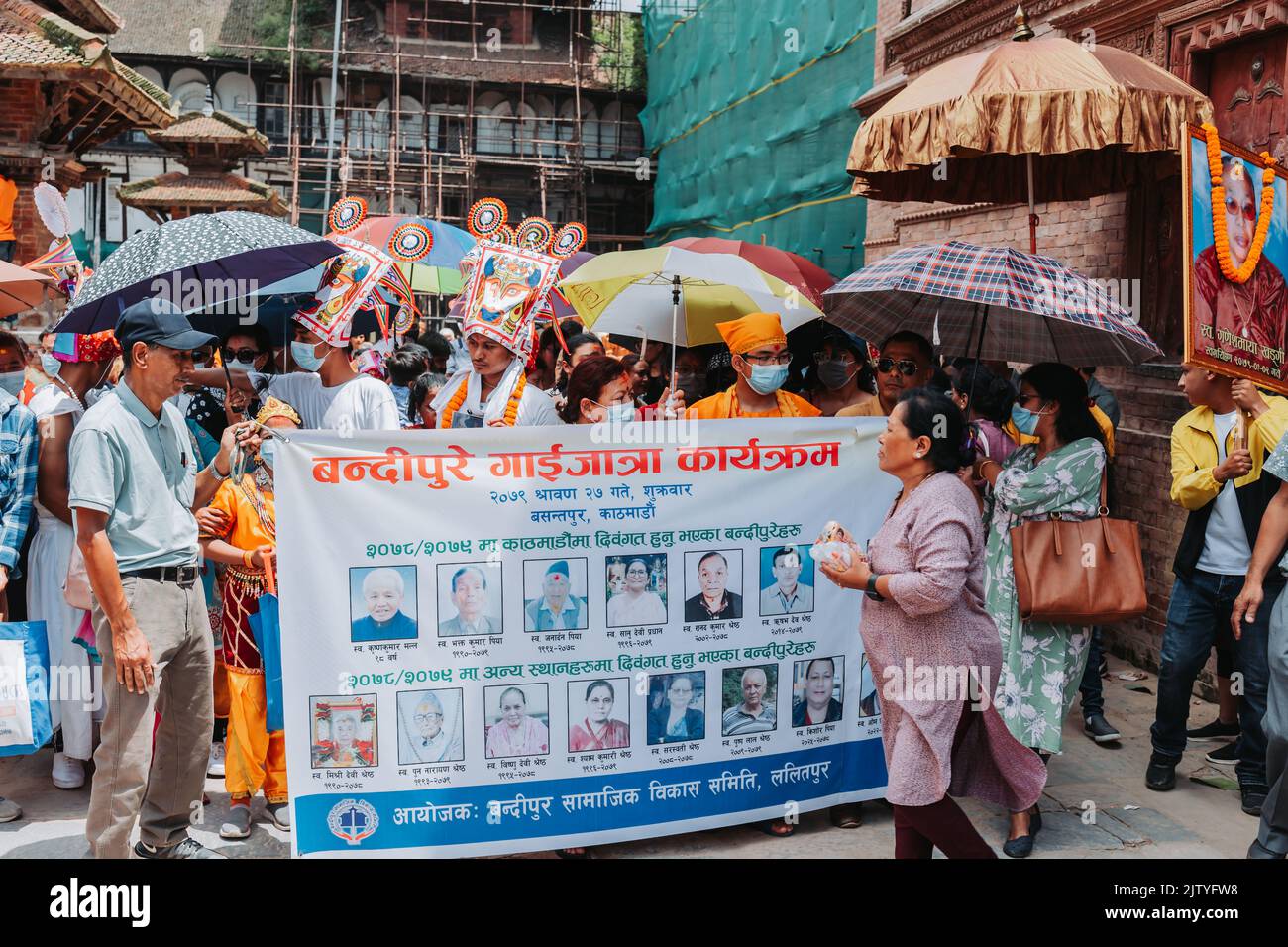 Kathmandu,Nepal - Aug 12,2022: People Celebrating Gaijatra Festival.The ...