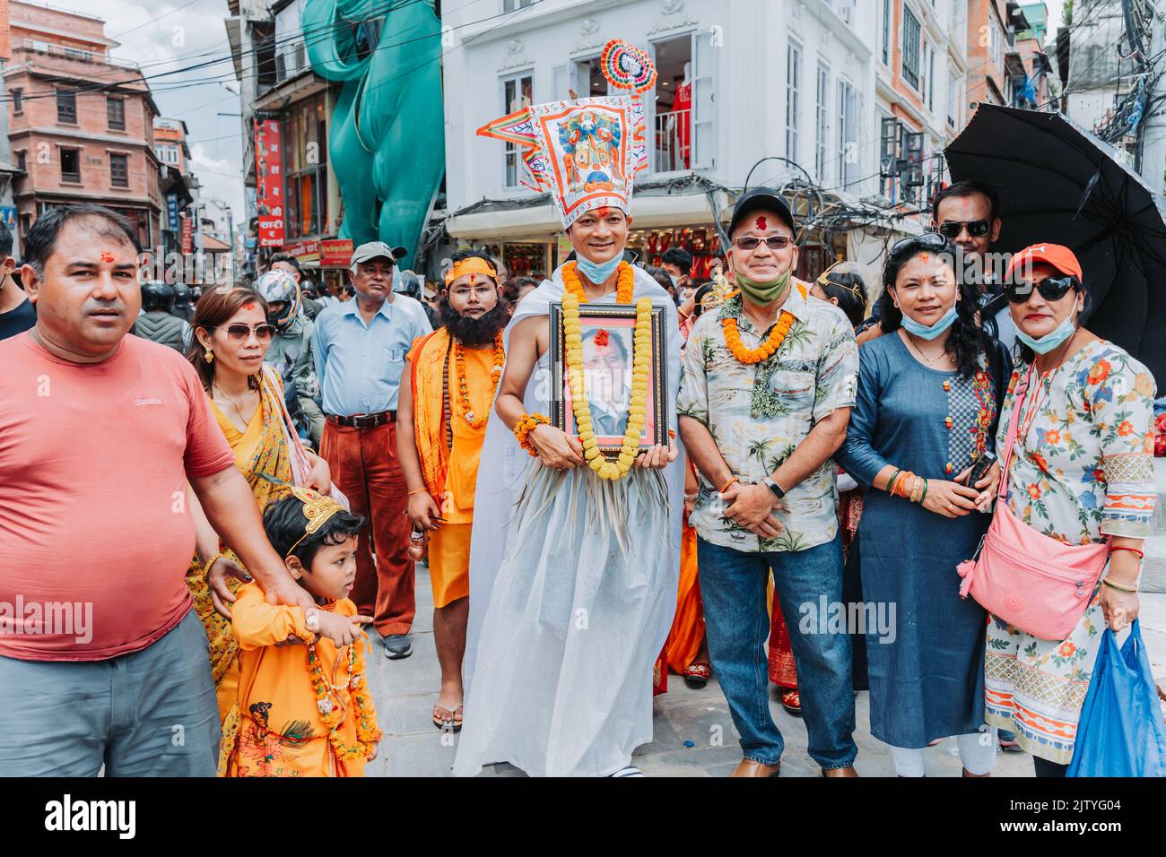 Kathmandu,Nepal - Aug 12,2022: People celebrating Gaijatra Festival.The ...