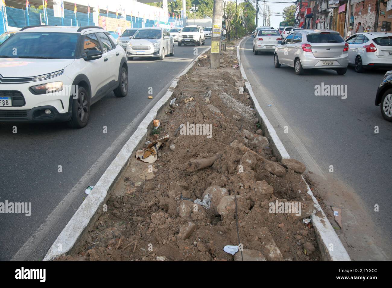 salvador, bahia, brazil - august 25, 2022: potholed sidewalk on a ...