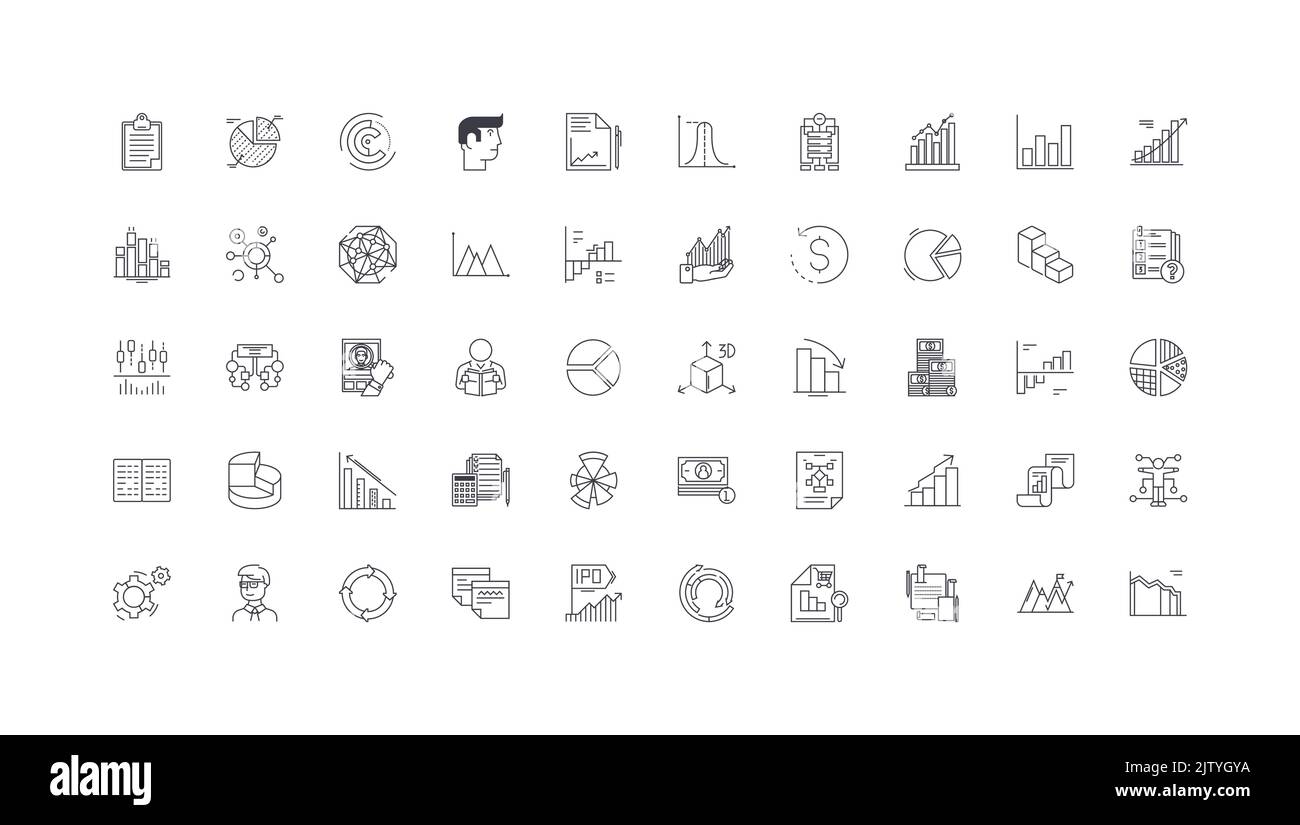 Diagrams set concept illustration, linear icons, line signs set, vector ...