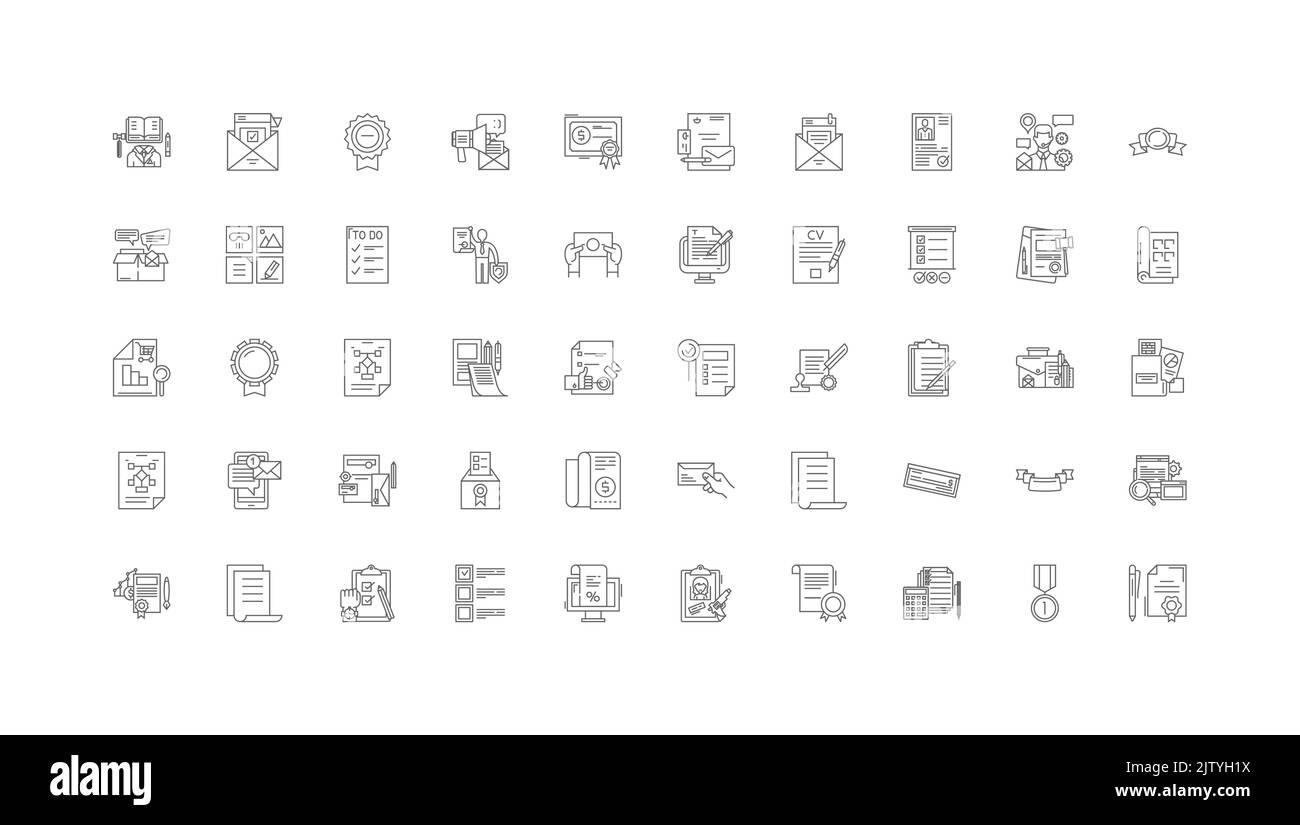 Certification Concept Illustration Linear Icons Line Signs Set Vector Collection Stock Vector