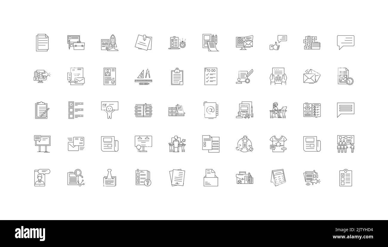 Copywriting concept illustration, linear icons, line signs set, vector ...