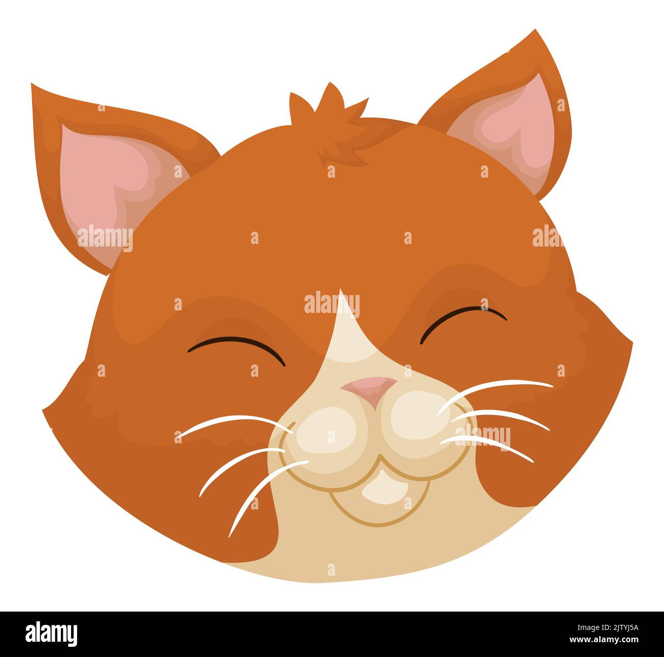 Cute kitten head of orange fur and happy gesture, isolated over white ...