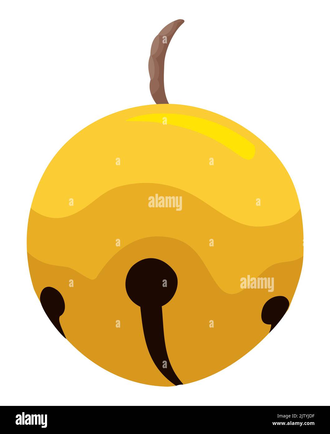 Isolated rounded jingle bell hanging from a string. Design in cartoon ...