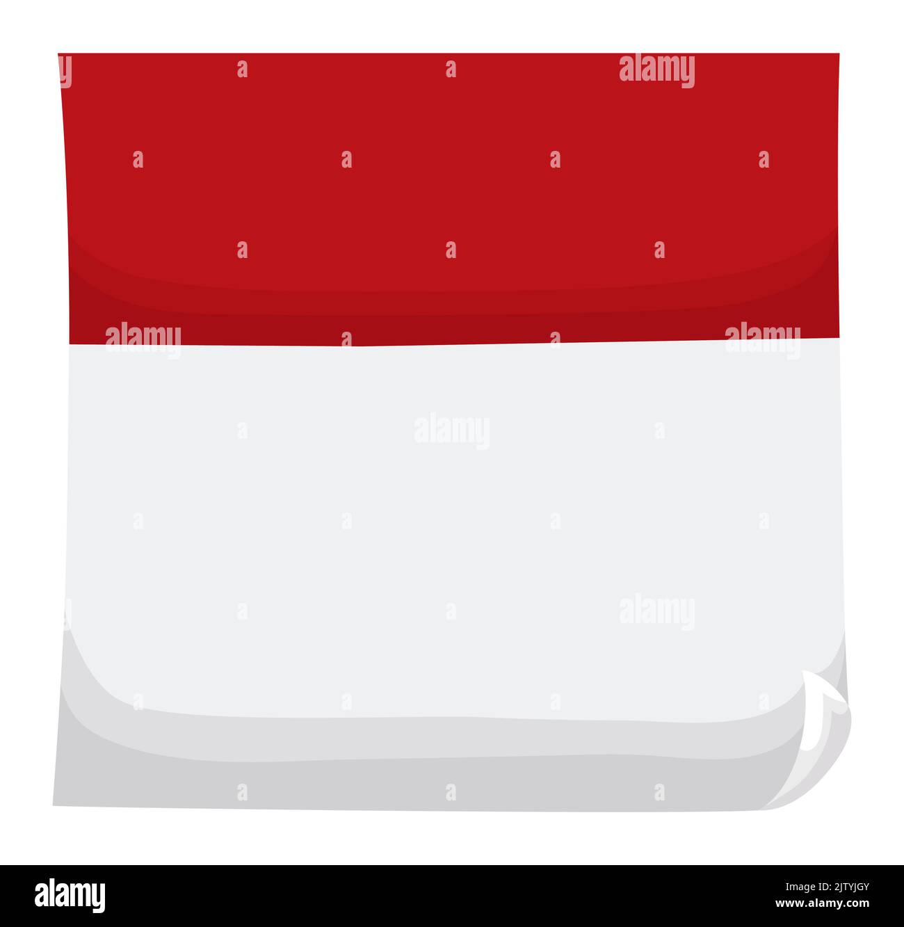 Empty loose-leaf calendar page with flipped corner in cartoon style ...