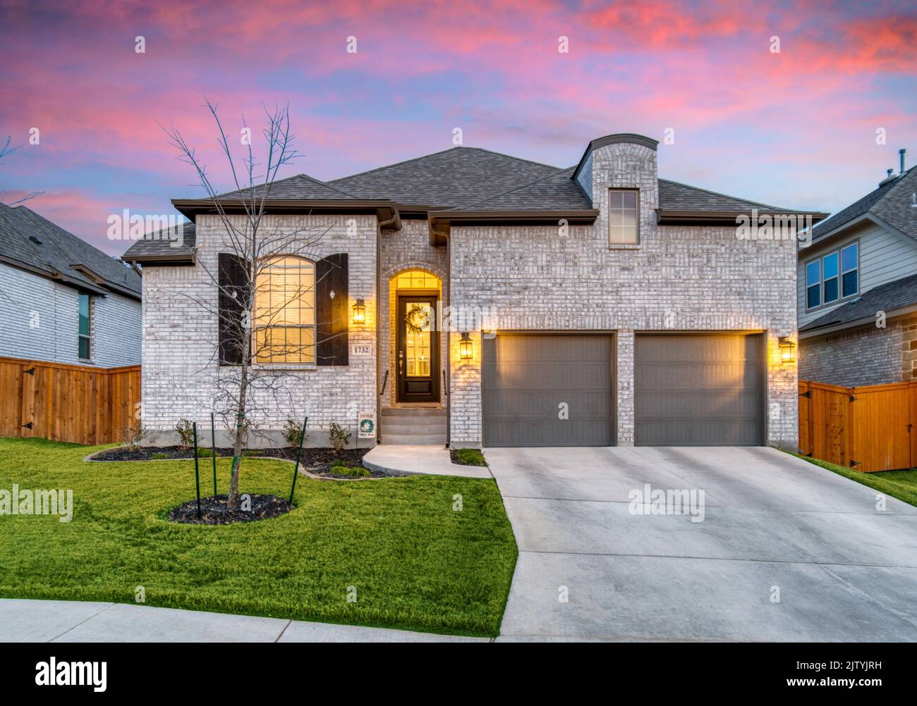 Twilight home in Texas Stock Photo - Alamy