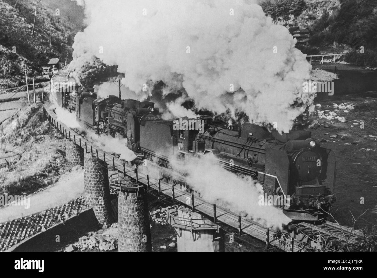 Old black and white photo of Japanese steam locomotive D51 Stock Photo ...