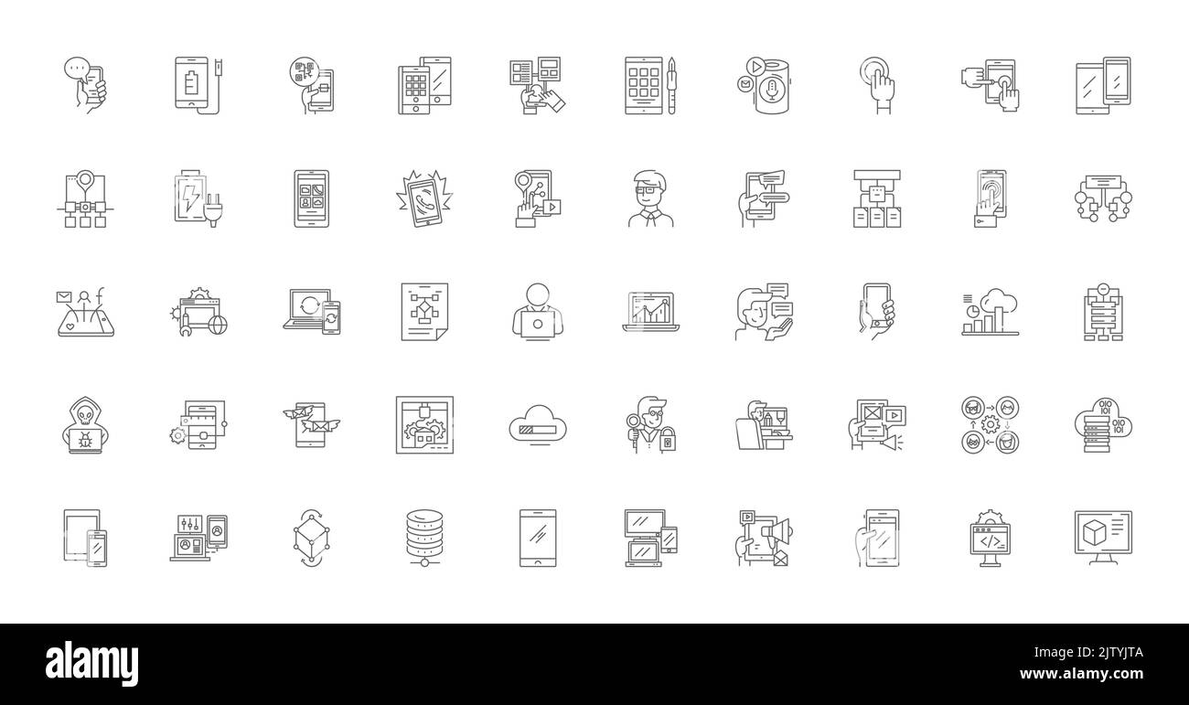 App Programming Concept Illustration Linear Icons Line Signs Set Vector Collection Stock
