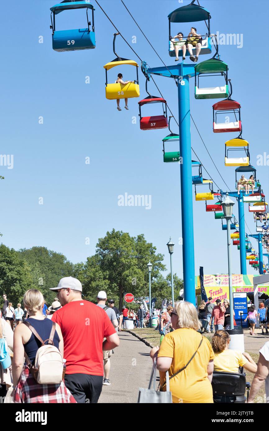 The Skyglider chairlift-style ride at the Minnesota State Fair in St ...