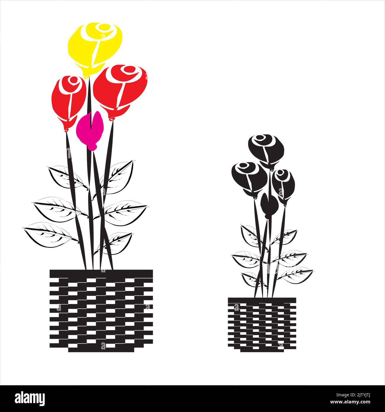 Vector illustration of a flower vase for design elements, decorations ...