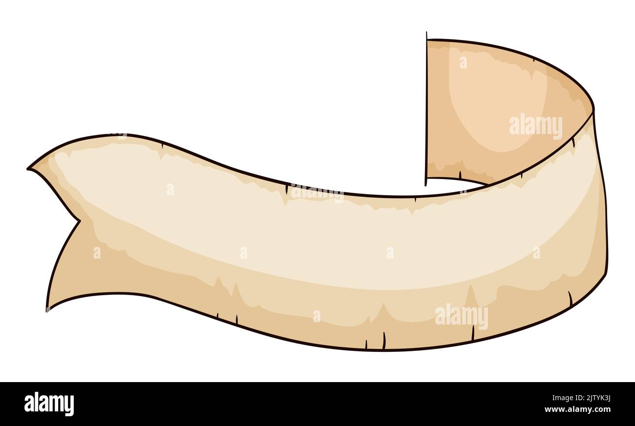 Long strip of scroll like an aged empty ribbon in cartoon style, over ...