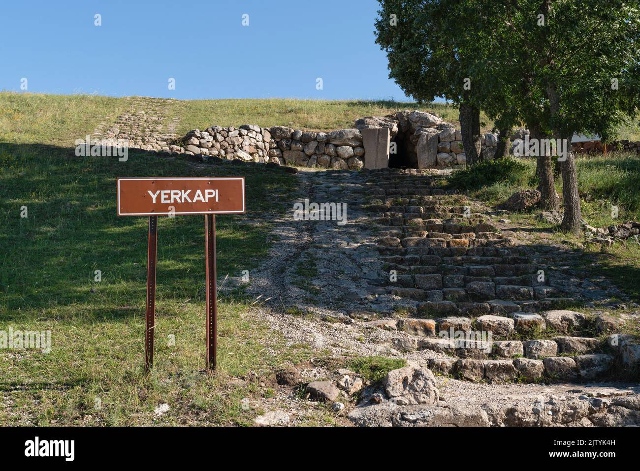 Corum, Turkey - July 6 2022: Yerkapi gate and tunnel in Hattusa city ...