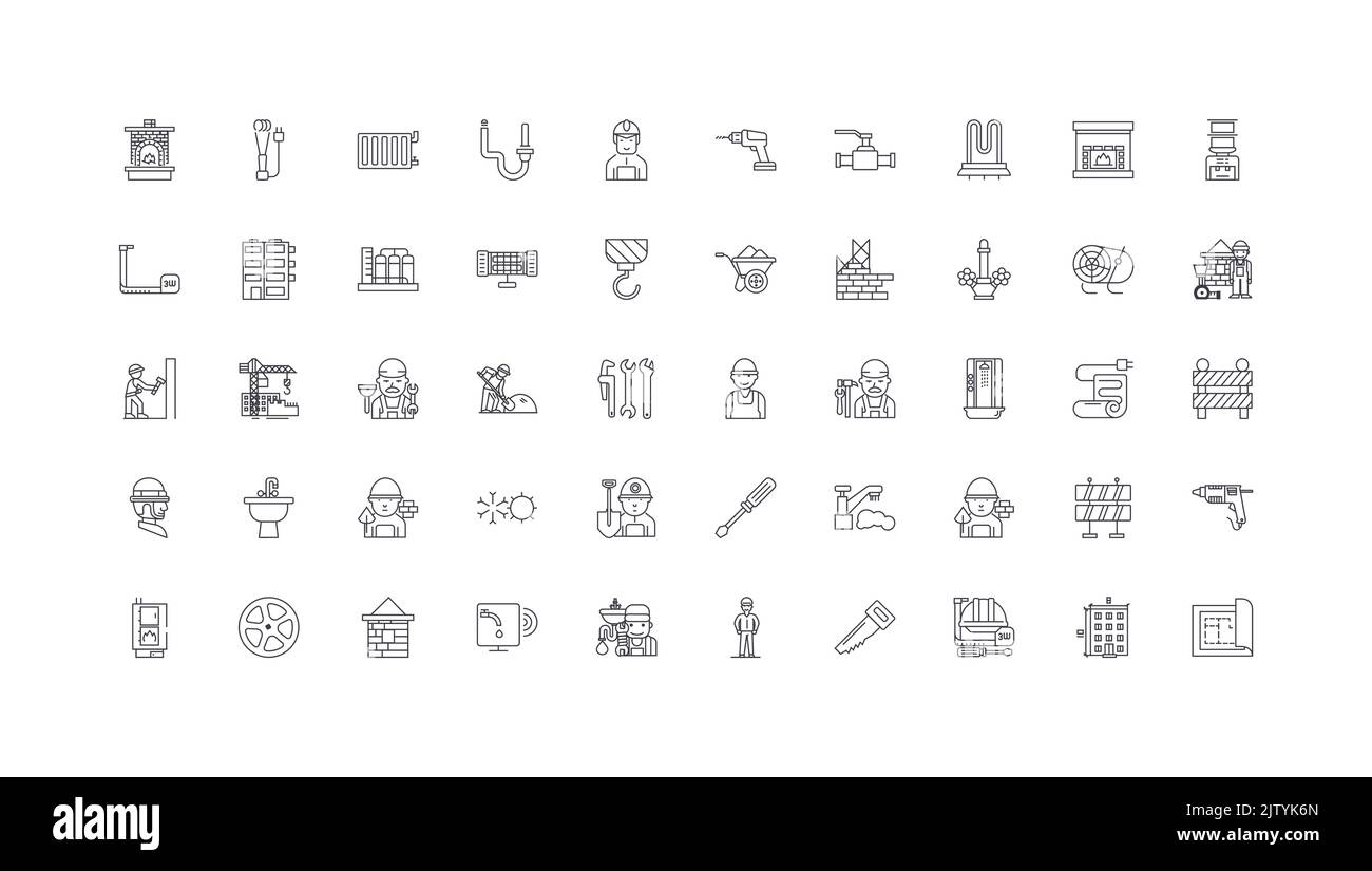 Construction set ideas, linear icons, line signs set, vector collection ...
