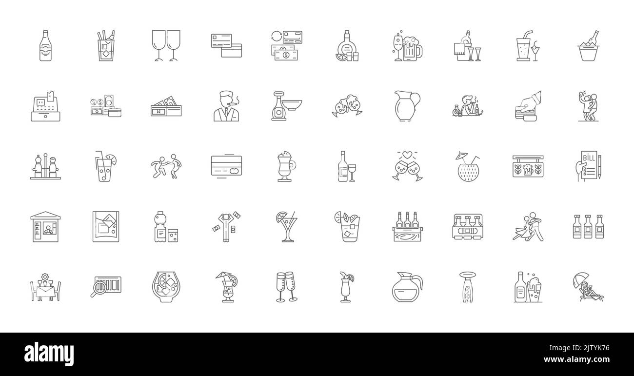 Bar concept ideas, linear icons, line signs set, vector collection ...