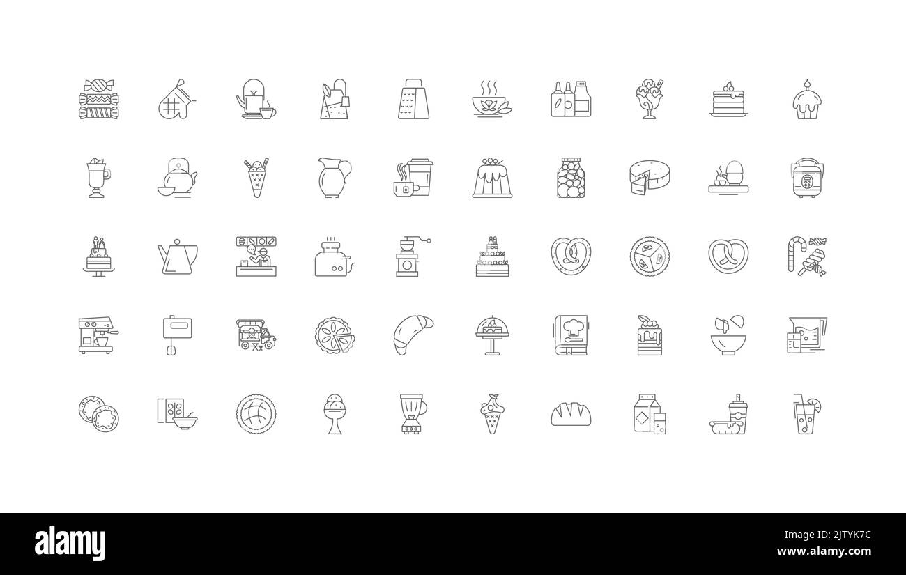 Dessert ideas, linear icons, line signs set, vector collection Stock ... Dessert ideas, linear icons, line signs set, vector collection Stock ...