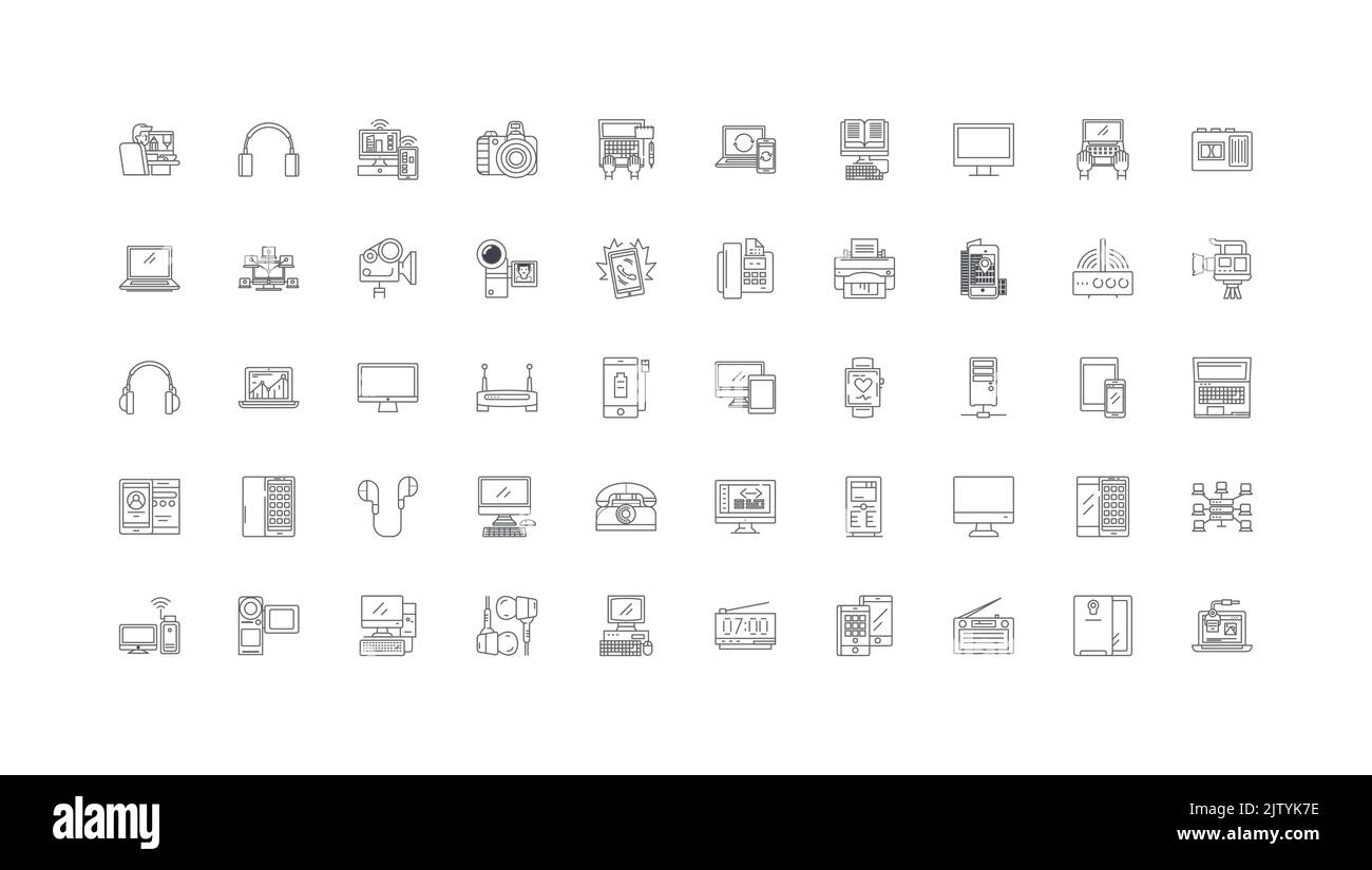 Device ideas, linear icons, line signs set, vector collection Stock ...