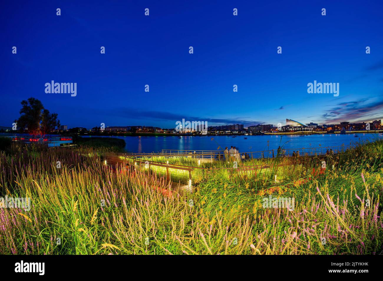 The embankment of Lake Kaban in Kazan. A beautiful modern promenade in ...