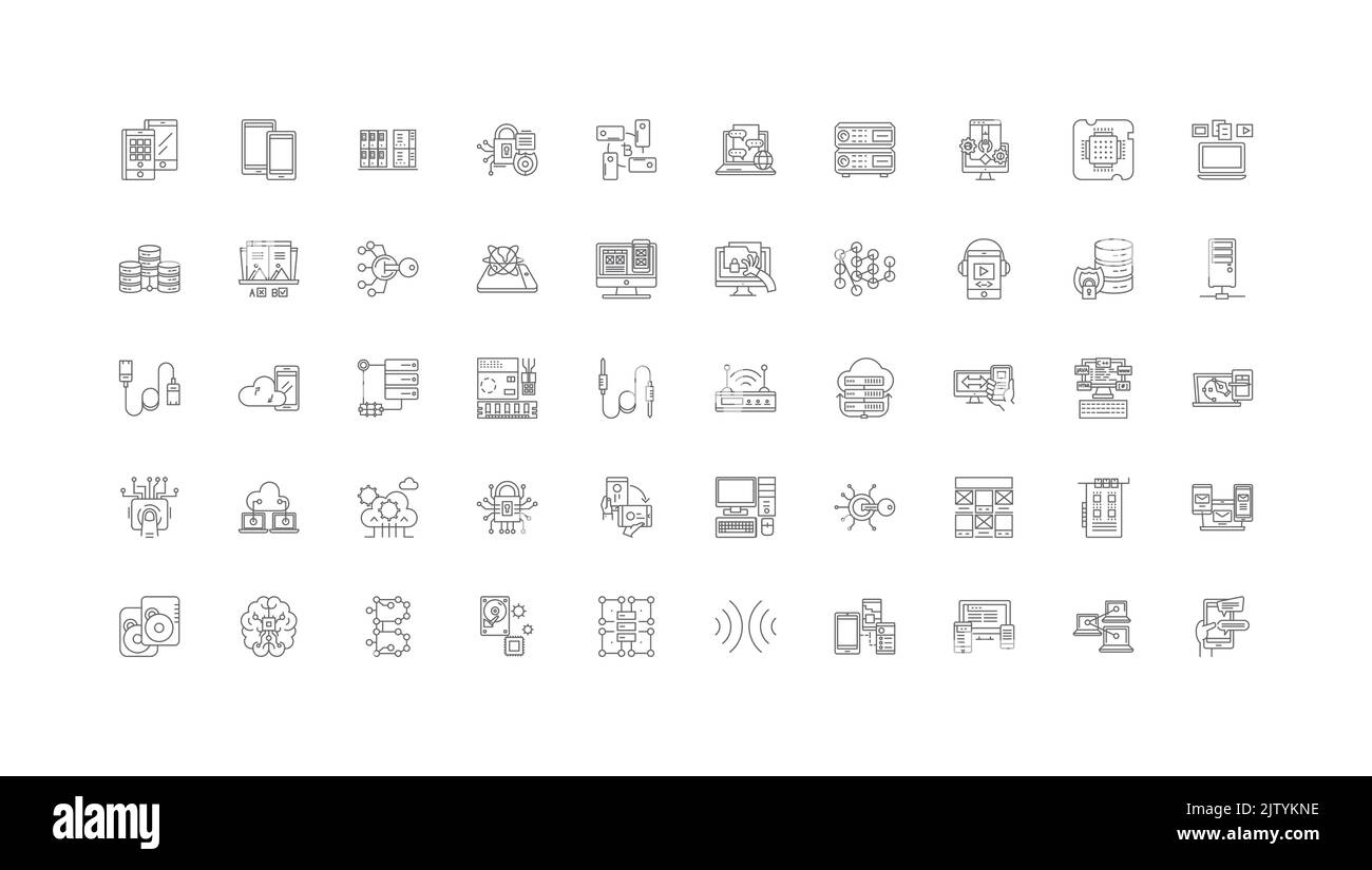 Digital ideas, linear icons, line signs set, vector collection Stock ...