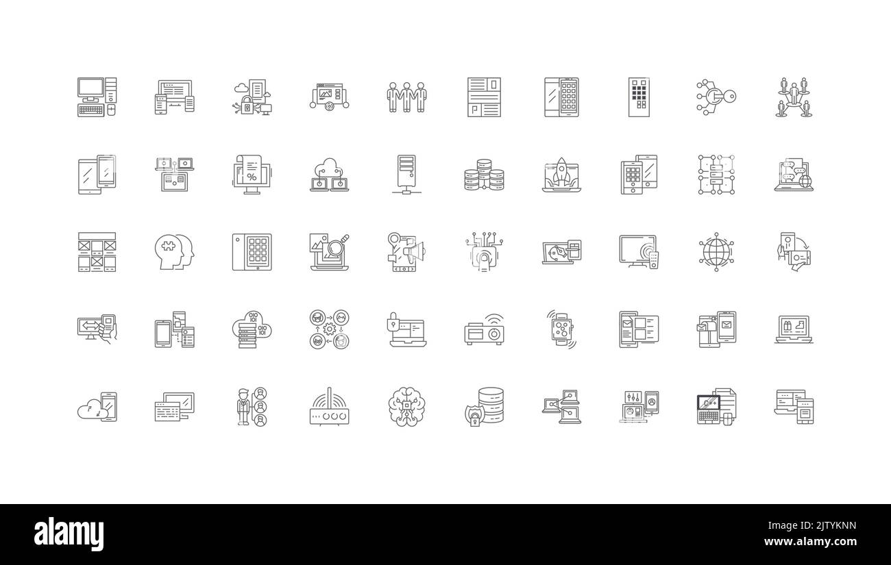 Database ideas, linear icons, line signs set, vector collection Stock ...