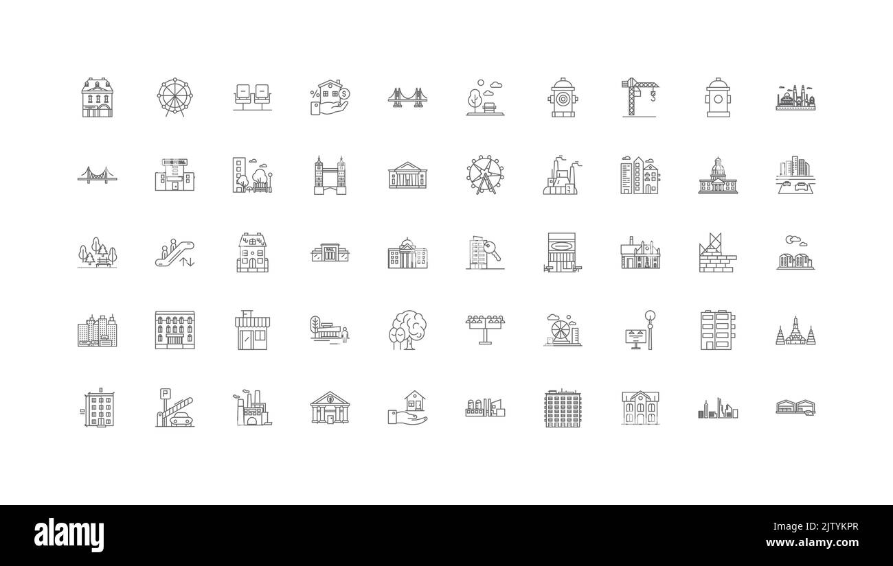 City ideas, linear icons, line signs set, vector collection Stock ...
