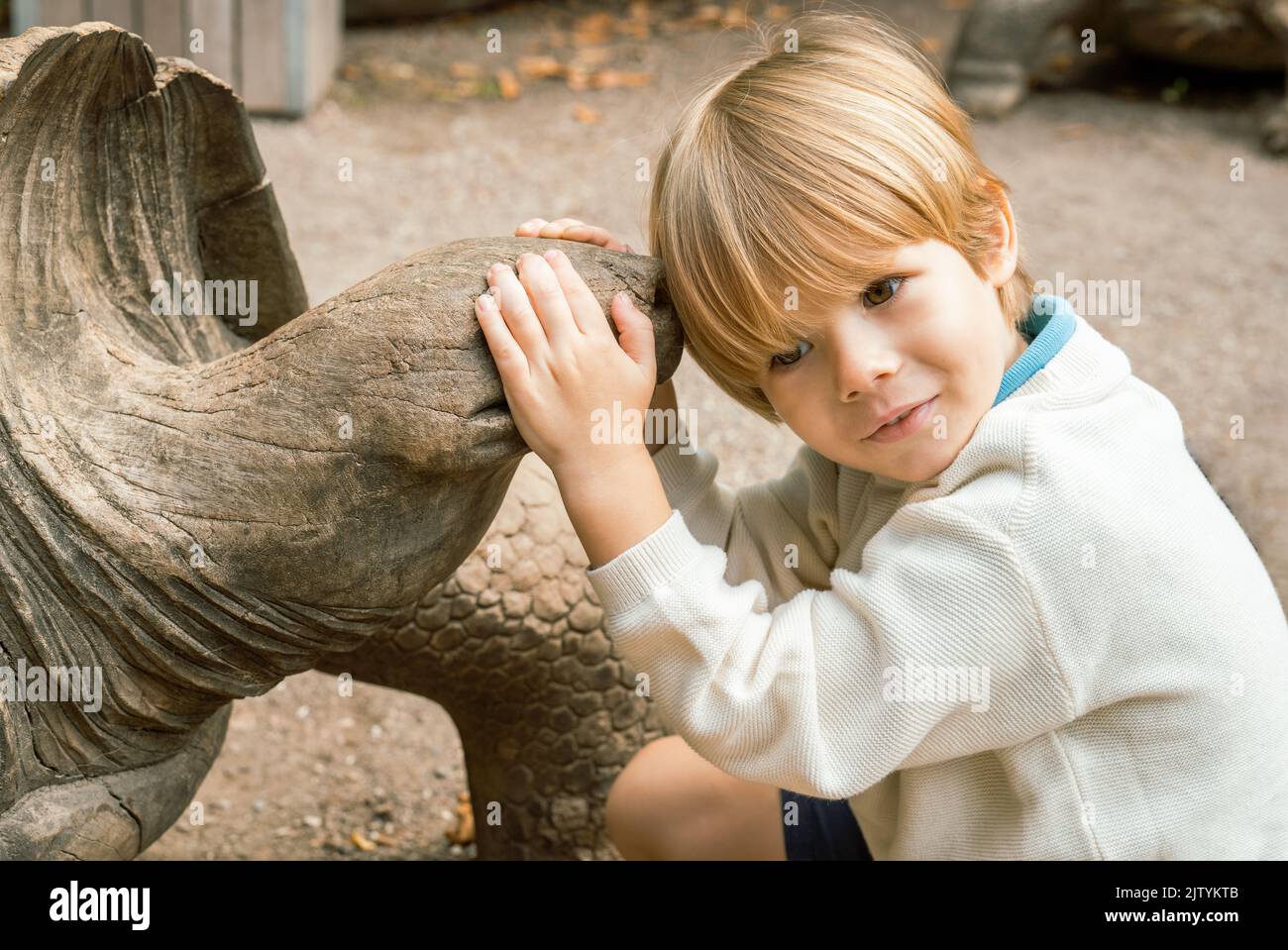 Adorable caucasian boy smiling happy playing at the park Stock Photo - Alamy