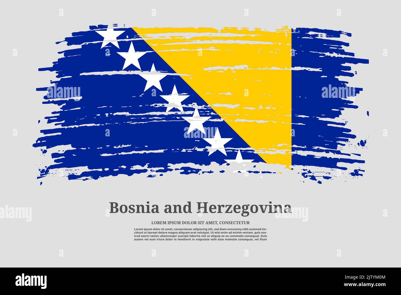 Bosnia and Herzegovina flag with brush stroke effect and information ...
